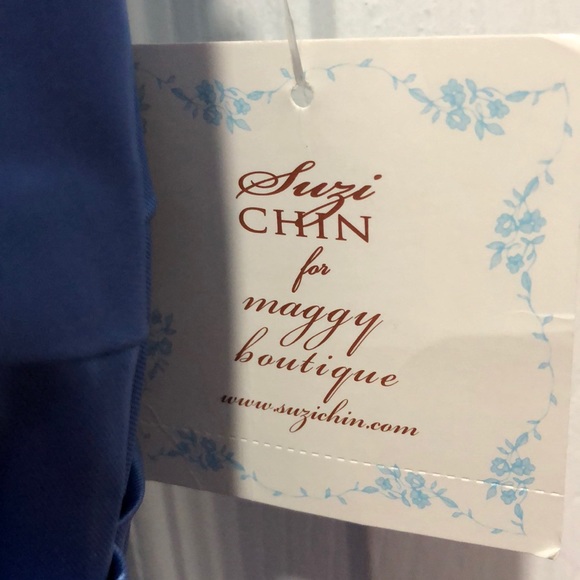 Suzi Chin for Maggy Boutique | Dresses | Suzi Chin Blue Ruched Ruffle ...
